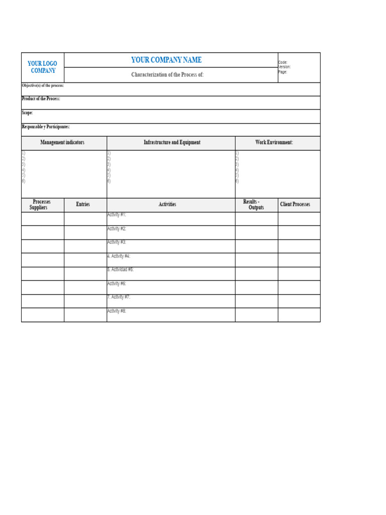 Template Process Characterization Excel Format | PDF