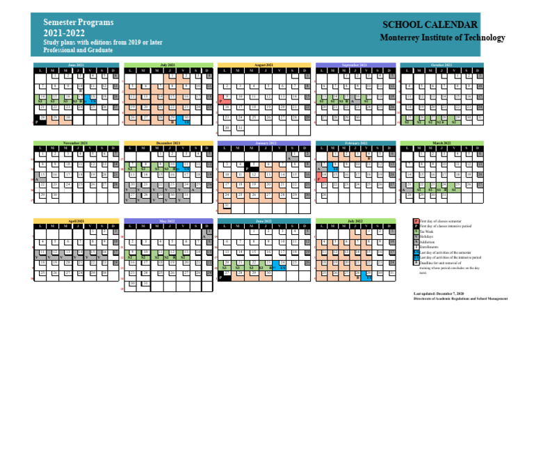 Academic Calendar 2021 - 2022 Professional and Graduate - Plans 2019 ...