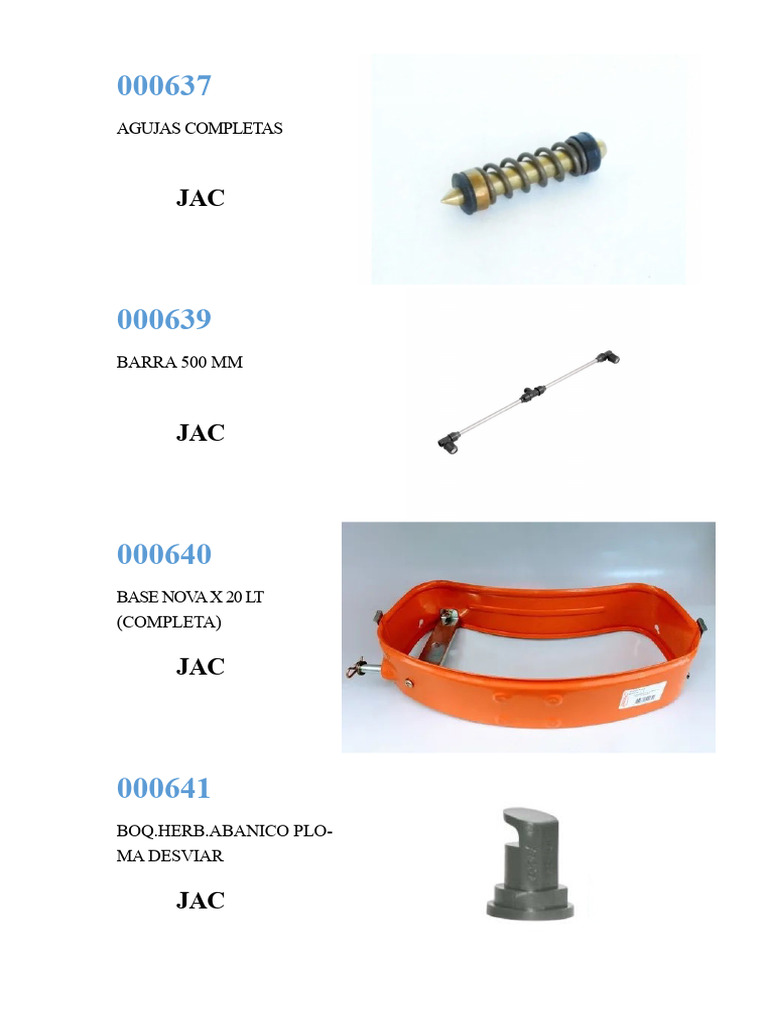 Lista de Peças e Equipamentos JAC | PDF