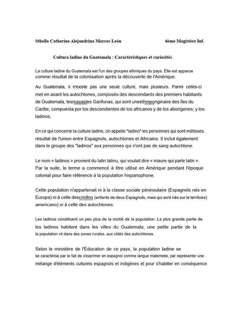 Culture ladine du Guatemala : caractéristiques et influences | PDF ...