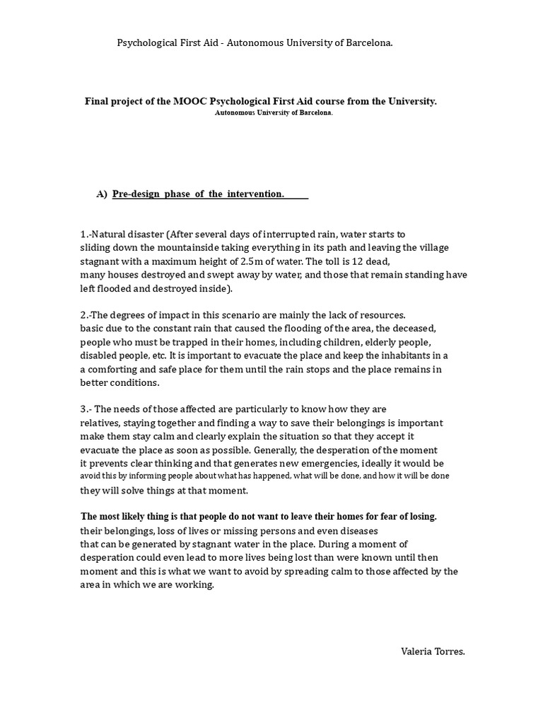 Final Project of The PAP Course | PDF | First Aid | Psychological Concepts