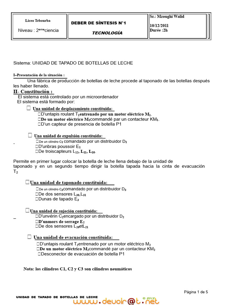 Tecnología UNIDAD DE TAPADO DE BOTELLAS DE LECHE - 2º Ciencias (2011 ...