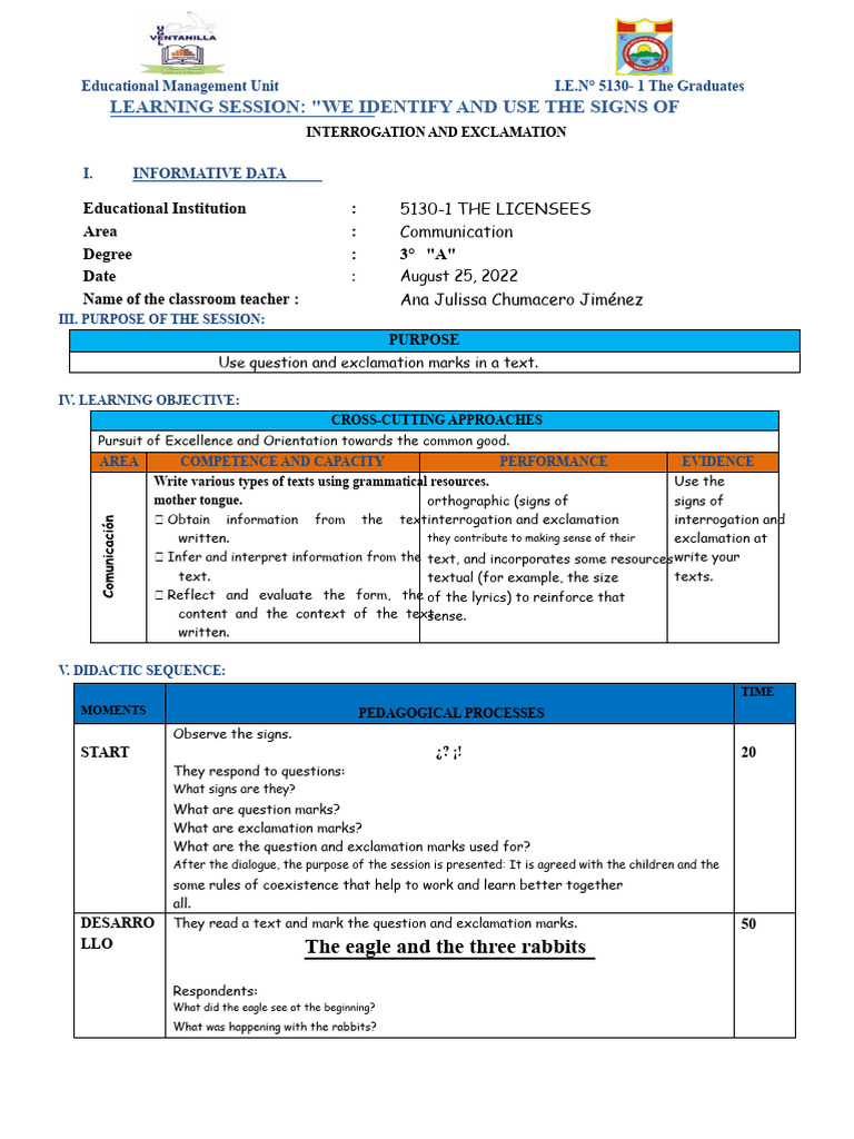 Learning Session We Use Question and Exclamation Marks | PDF | Question ...