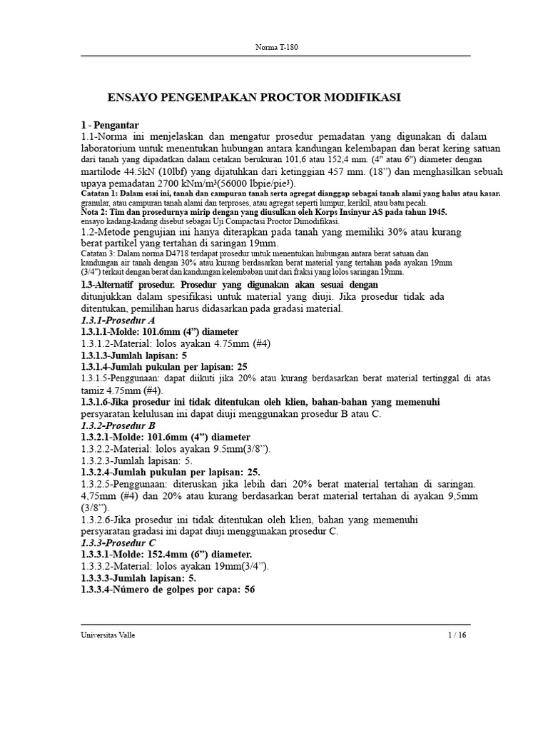AASHTO T180 Proctor Dimodifikasi | PDF