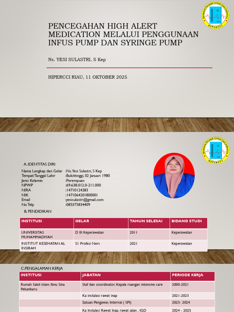 Pencegahan High Alert Medication Melalui Penggunaan Infus Pump, Oktober ...