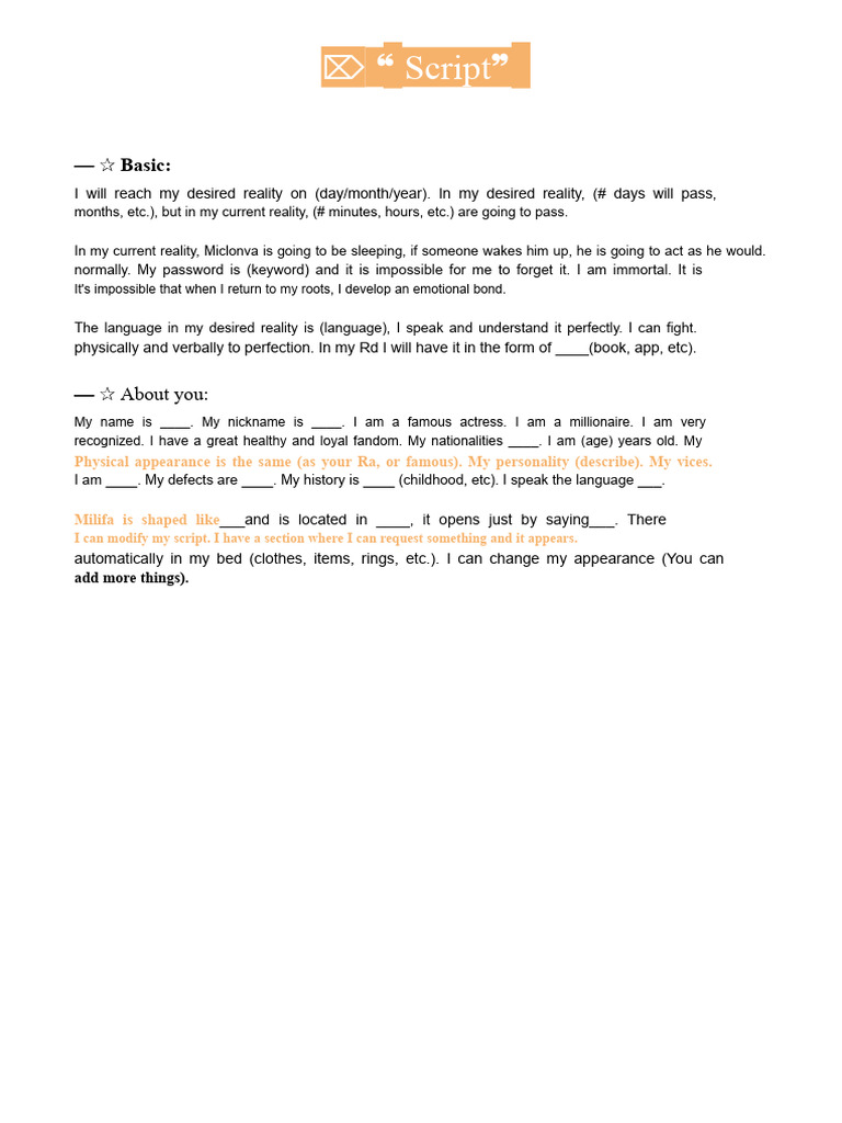 Desired Reality Script Template | PDF