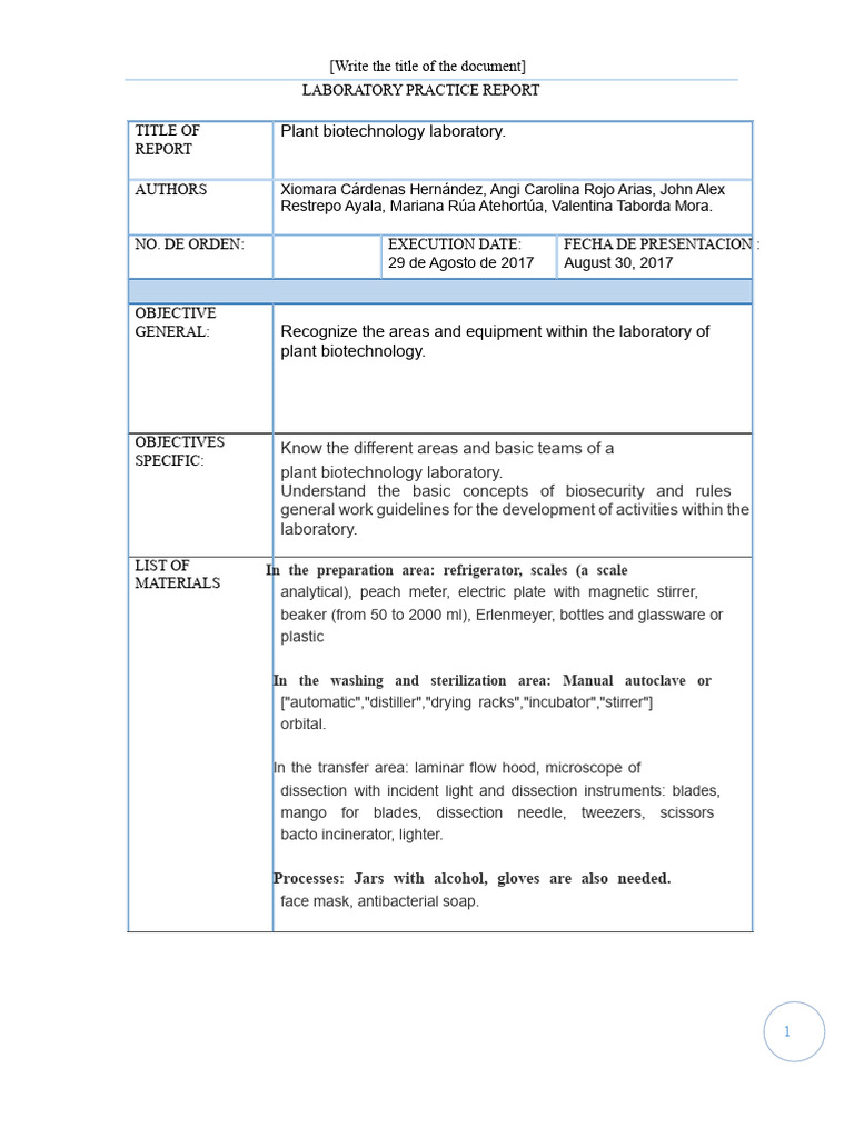 Plant Biotechnology Lab Practice Report | PDF | Plant Hormone | Biology