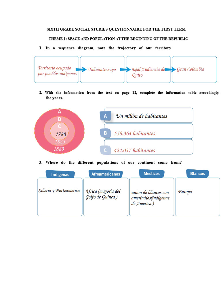 Sixth Grade Social Studies Questionnaire For The First Partial | PDF ...