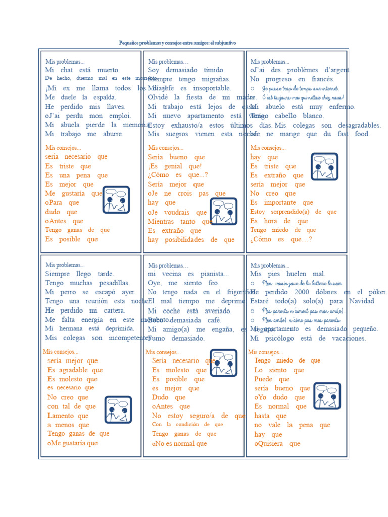Subjuntivo Actividad Pequeños Problemas Entre Amigos | PDF