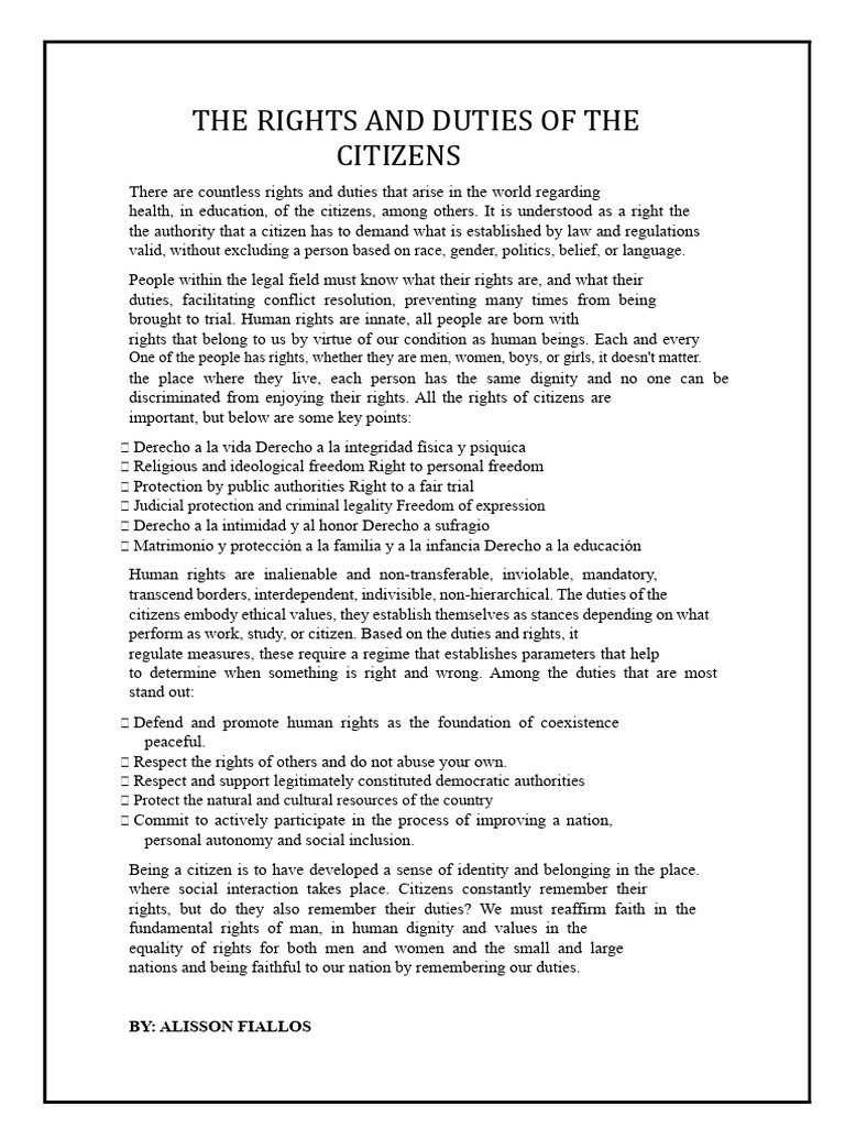 The Rights and Duties of Citizens | PDF | Rights | Human Rights