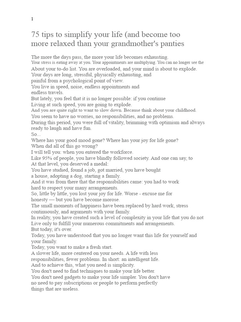 75 Tips To Simplify Your Life | PDF | Occam's Razor | Housekeeping
