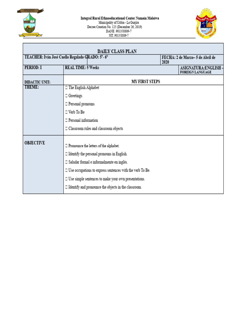 Lesson Plan Personal Information | PDF | English Language | Information