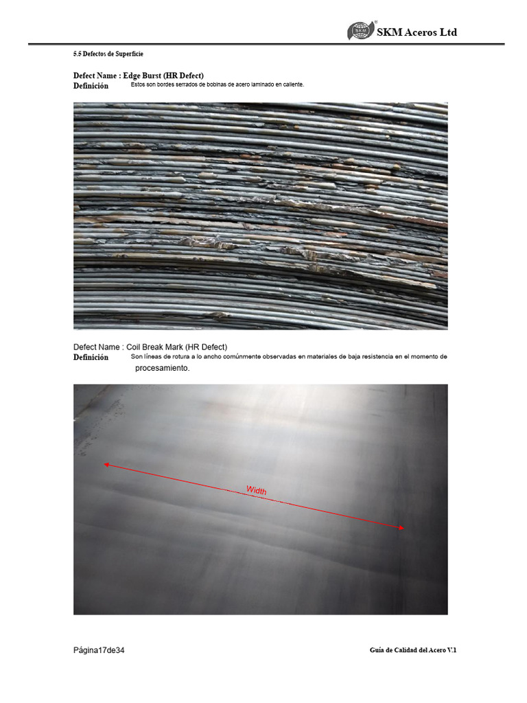 Defectos Comunes en Acero Laminado | PDF | Laminado (metalmecánica) | Acero