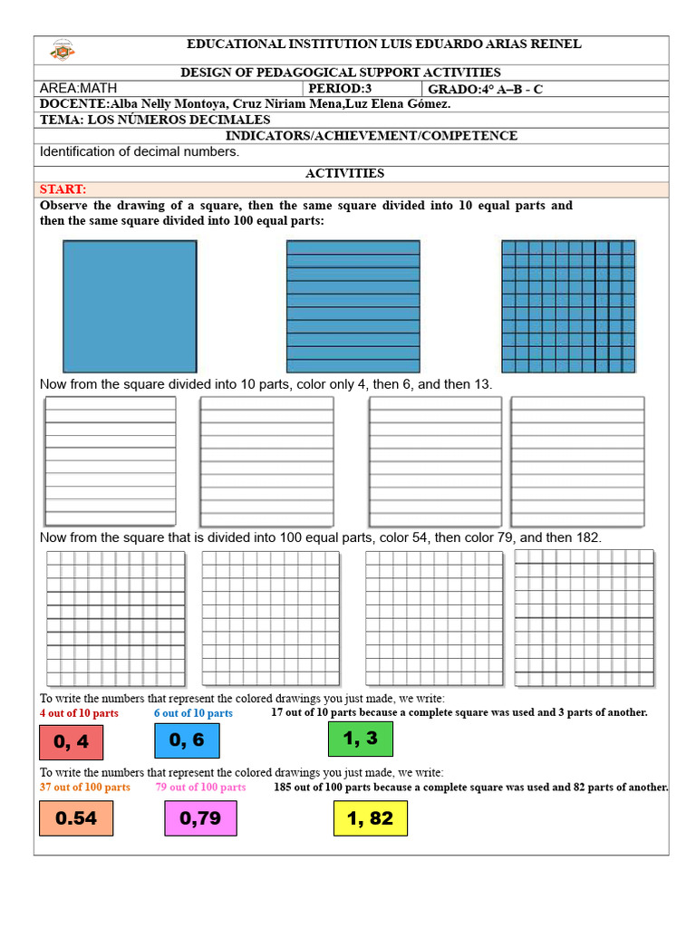 Decimal Numbers Pedagogical Activities | PDF | Numbers | Mathematics