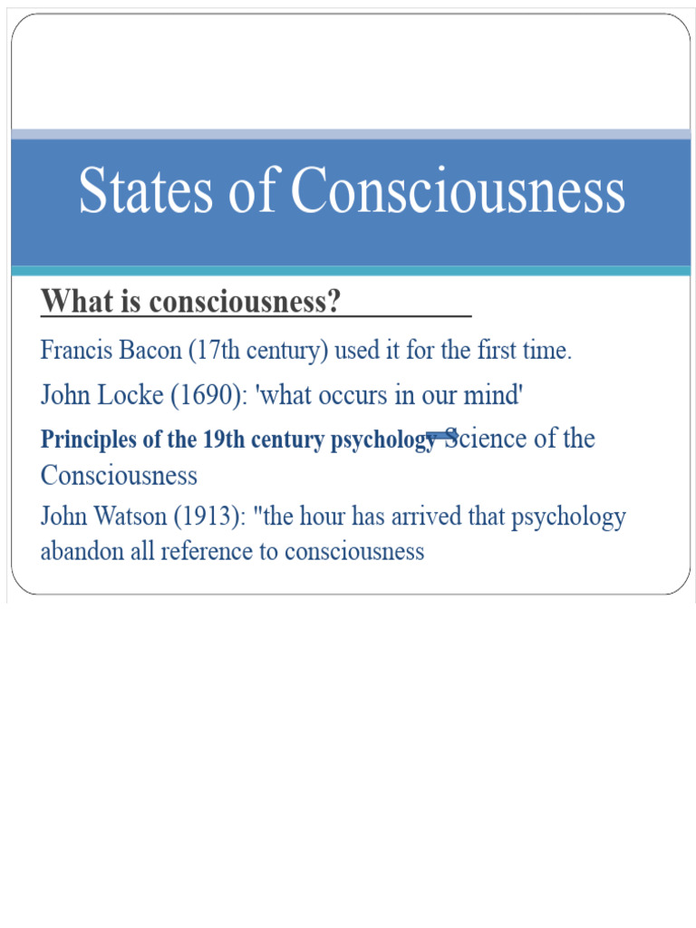 States of Consciousness | PDF