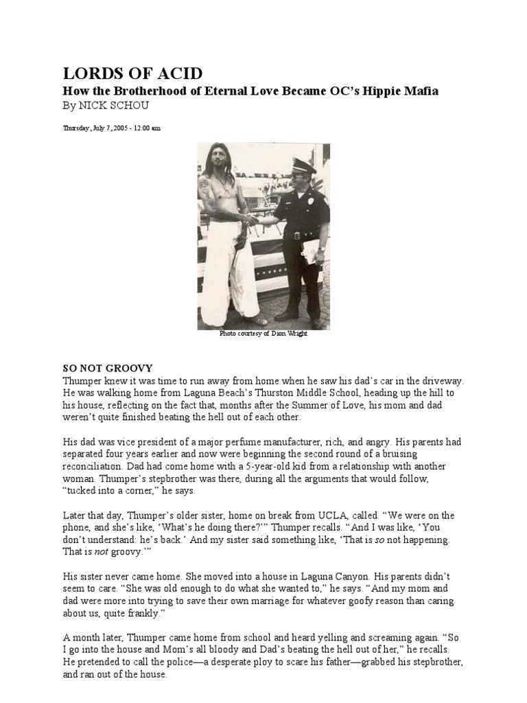 Lords of Acid How The Brotherhood of Eternal Love Became OC's Hippie ...