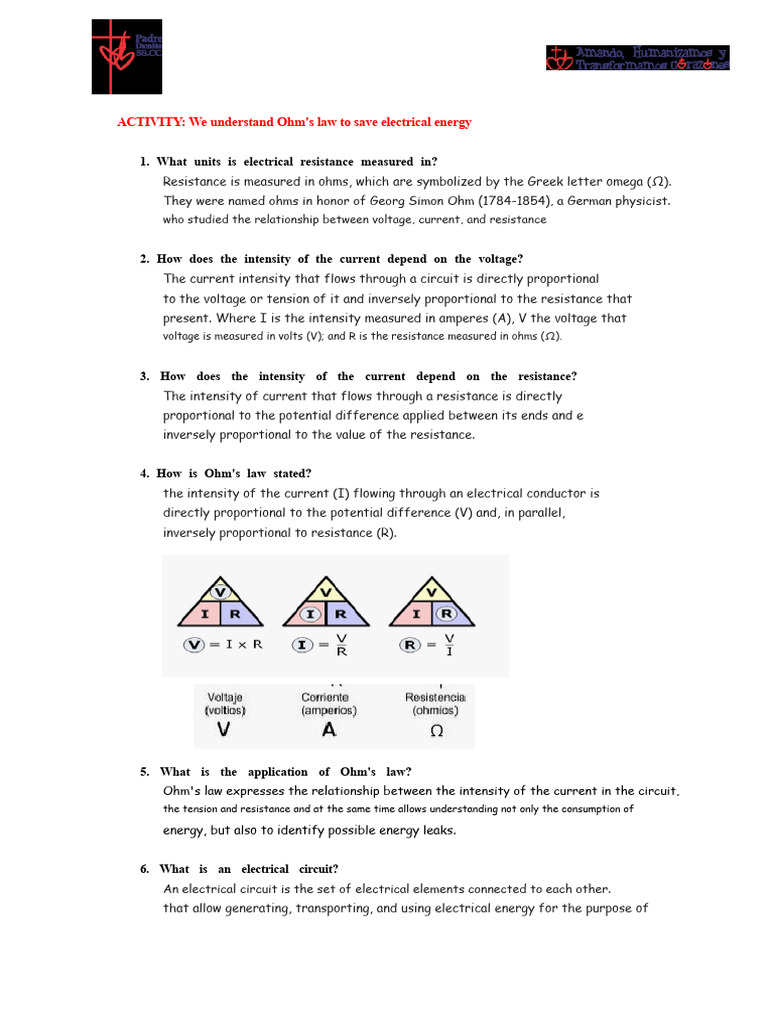 Ohm's Law Activity | PDF | Voltage | Series And Parallel Circuits
