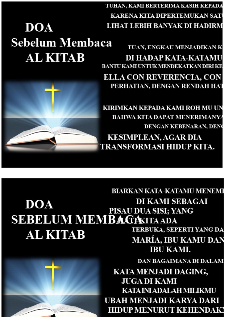 Doa Sebelum dan Sesudah Membaca Alkitab | PDF