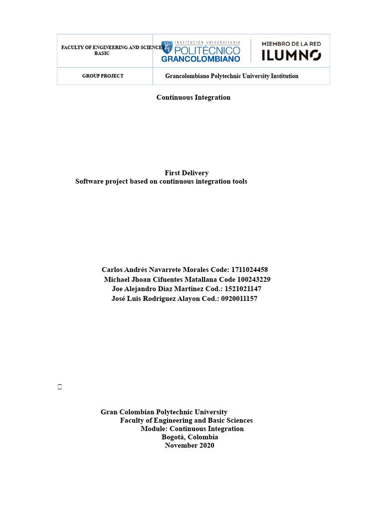 Delivery 1 Continuous Integration Pdf Pdf Websites Information