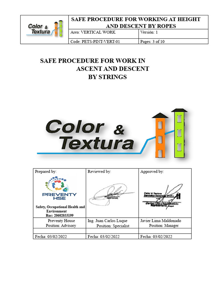 Safe Procedure For Working at Heights and Descending by Ropes | PDF | Rope