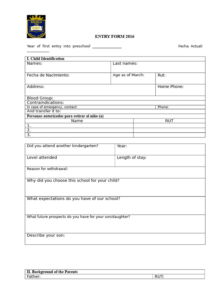 School Admission Form | PDF | Human Life Stages | Family