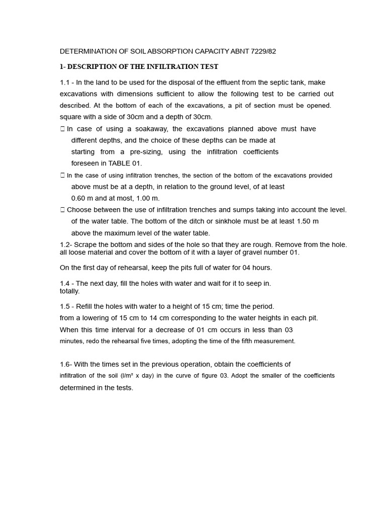 Determination of Soil Absorption Capacity ABNT 7229 | PDF | Clay | Silt