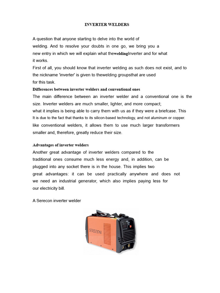 Inverter Welders | PDF | Power Inverter | Welding