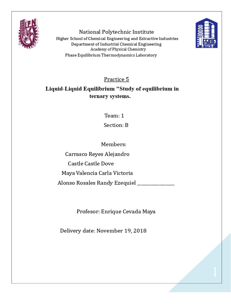 Practice 5: Thermodynamics of Phase Equilibrium Liquid-Liquid ...