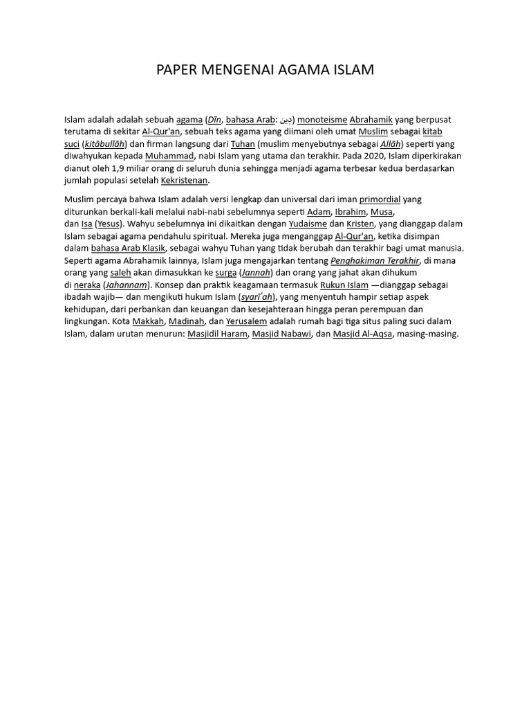 Paper Mengenai Agama Islam | PDF