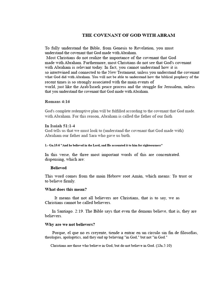 Outline of God's Covenant With Abram | PDF | Covenant (Biblical) | Abraham