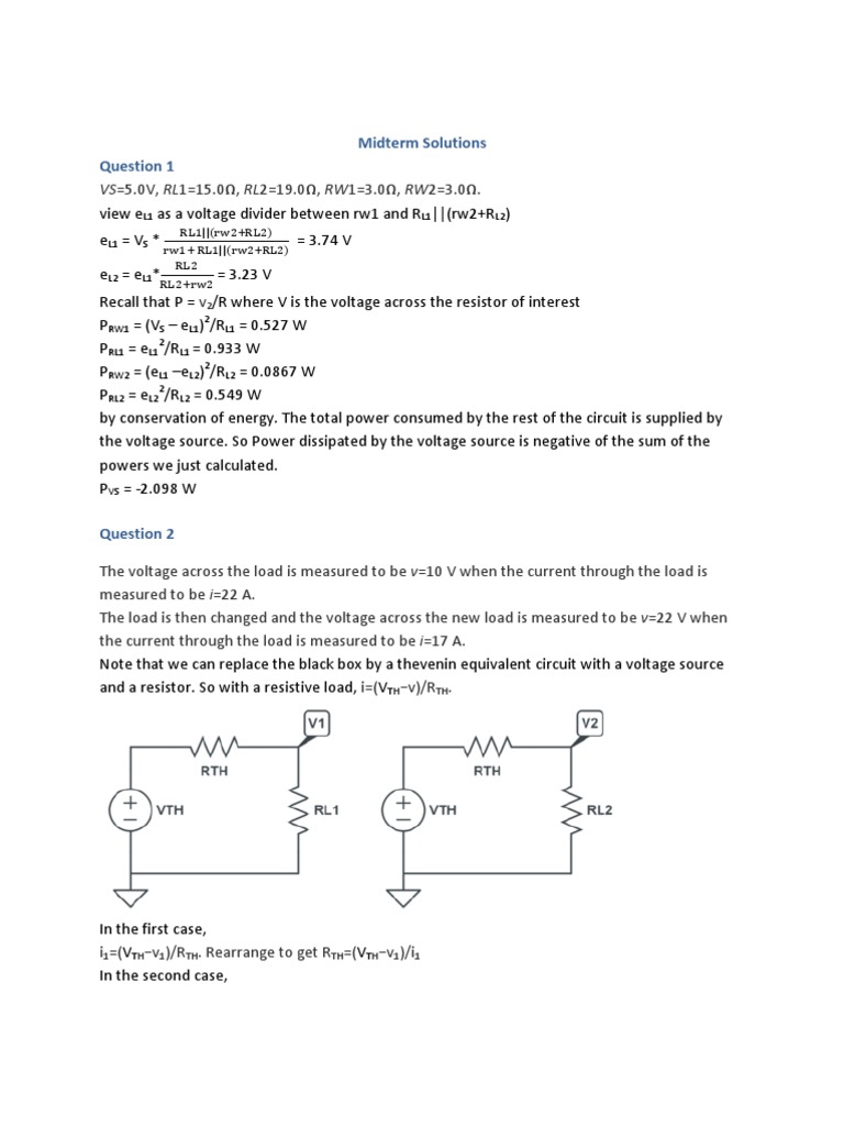 Midterm Circuitos | PDF | Voltage | Electrical Resistance And Conductance