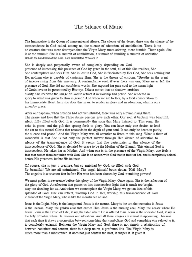 The silence of Marie | PDF | Mary, Mother Of Jesus | Jesus