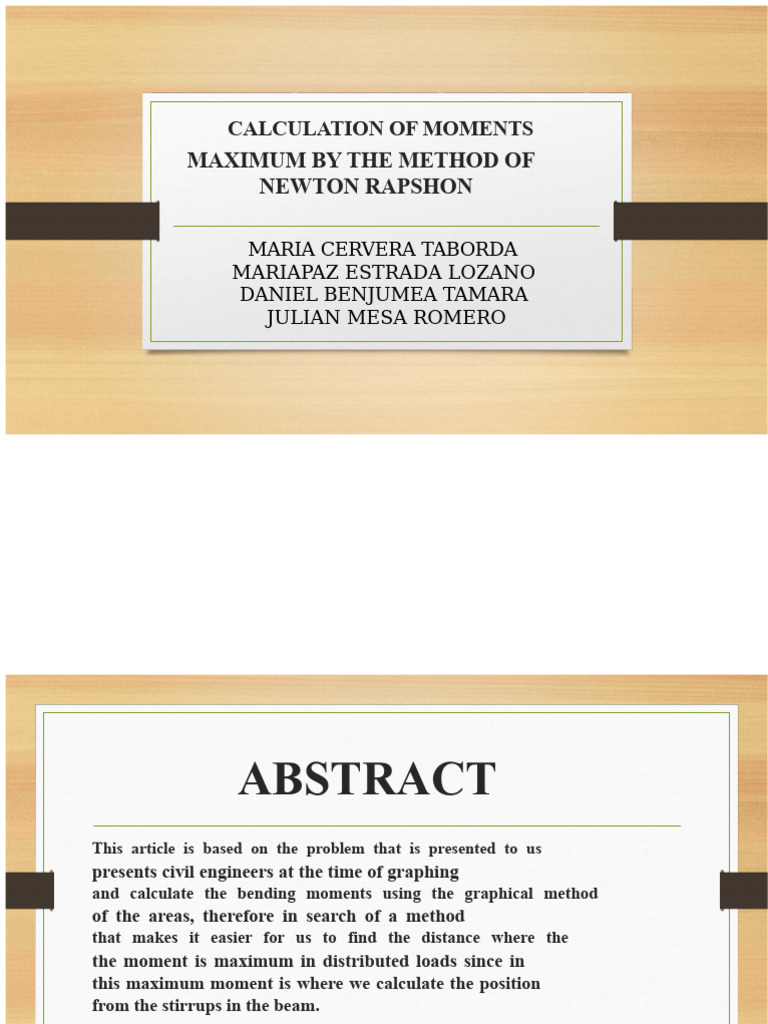 Calculation of Maximum Moments by The Newton-Raphson Method | PDF ...