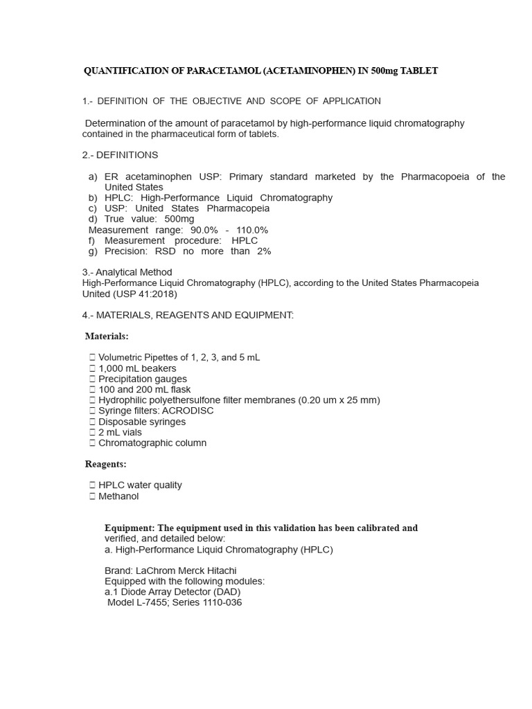 HPLC Analysis of Paracetamol in Tablets | PDF | High Performance Liquid ...
