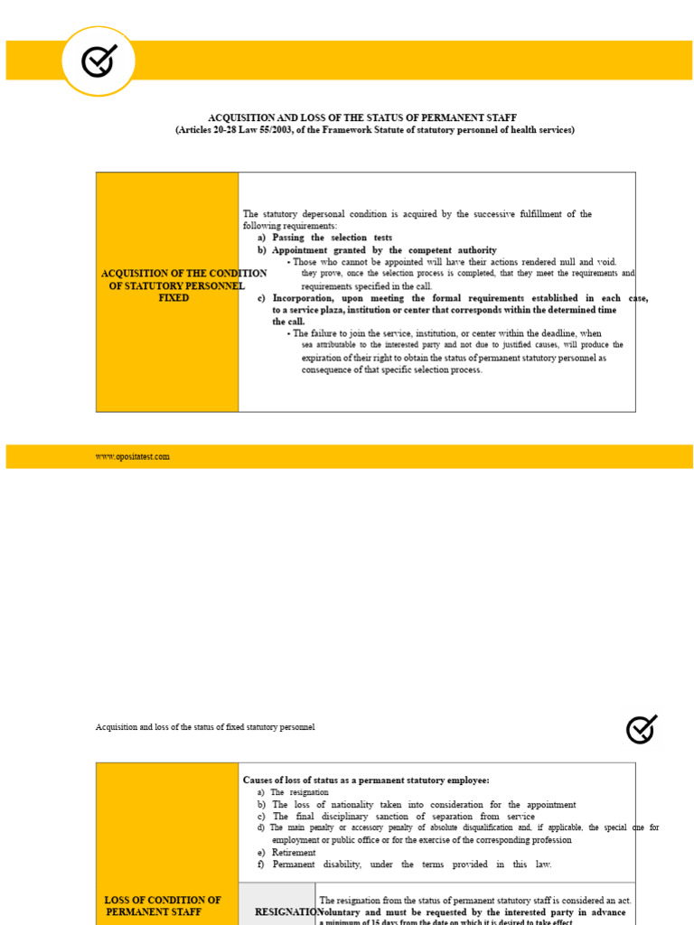 Acquisition and Loss of The Status of Permanent Statutory Personnel ...
