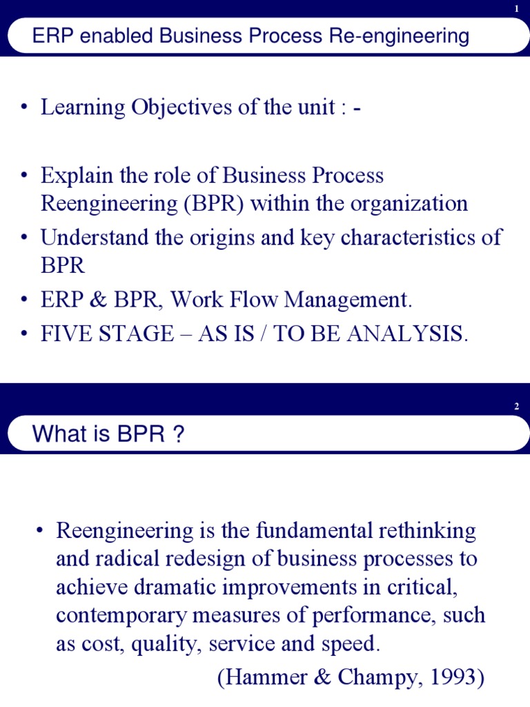 BPR - Erp Unit 4 | PDF | Business Process | Value Chain