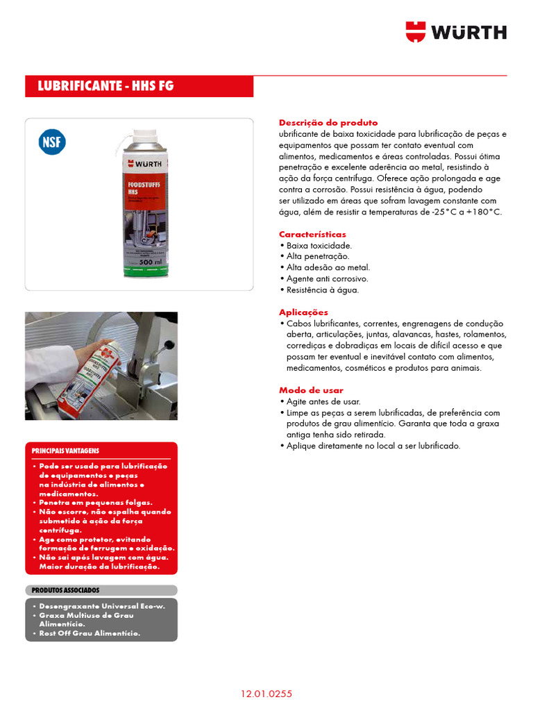 Lubrificante Alimentício HHS FG 500ml | PDF | Corrosão