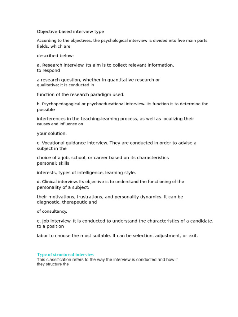 Goal-Oriented Interview Type | PDF