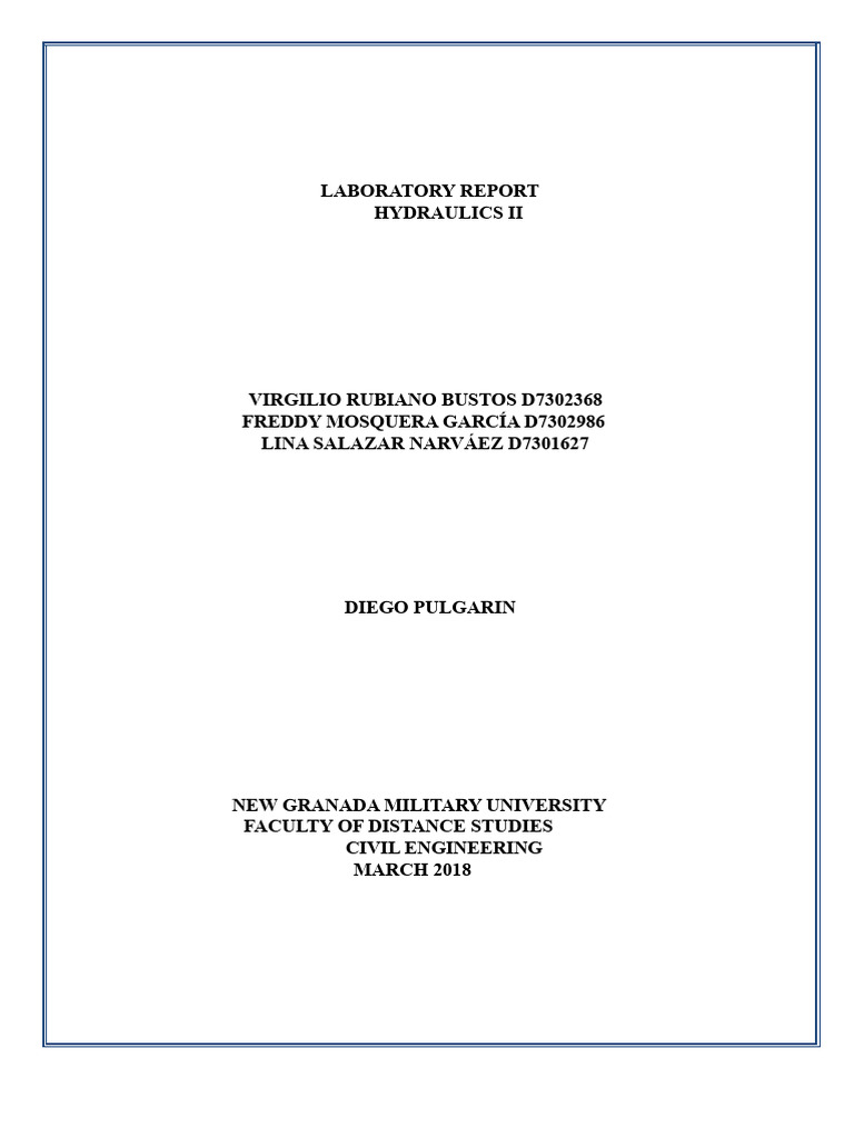 Hydraulics Laboratory Report II | PDF | Dynamics (Mechanics) | Continuum Mechanics