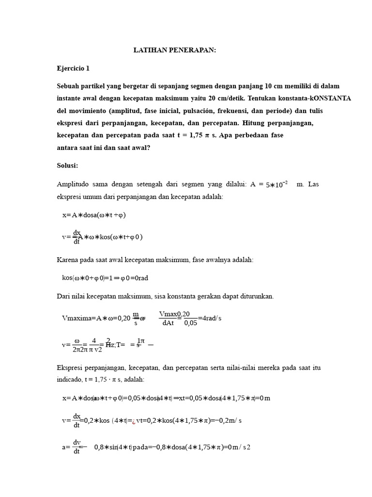 LATIHAN APLIKASI Gerak Harmonik Sederhana | PDF