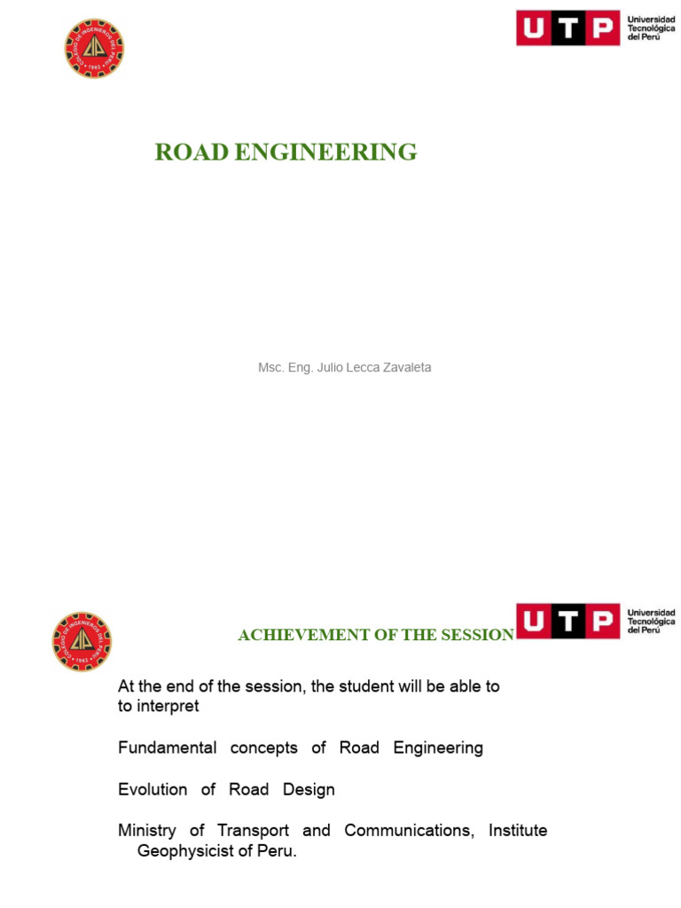 Class 1 - Fundamental Concepts of Road Engineering | PDF | Road | Transport
