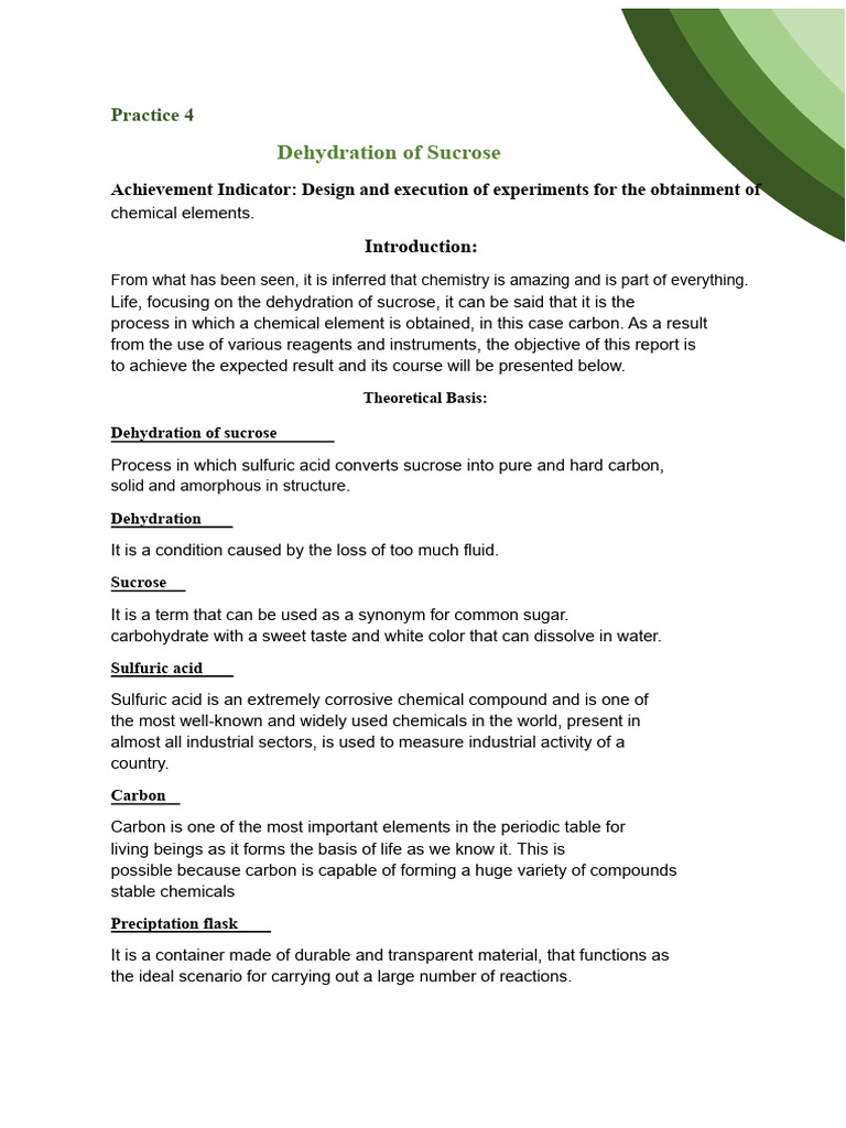 Dehydration of Sucrose Experiment Guide | PDF | Sulfuric Acid ...