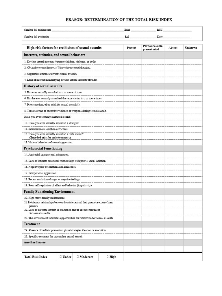 ERASOR 2.0 Protocol | PDF | Adolescence | Violence