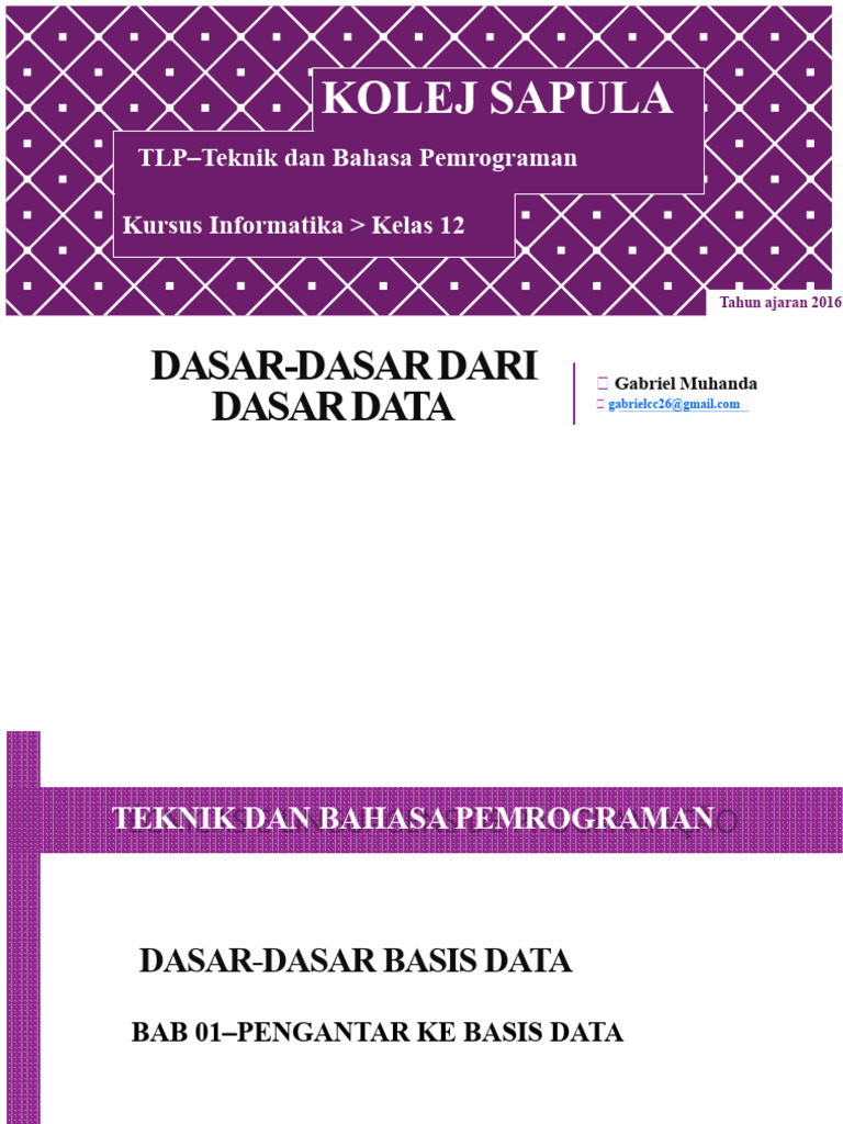 TLP 12 - Dasar-Dasar Basis Data PDF | PDF