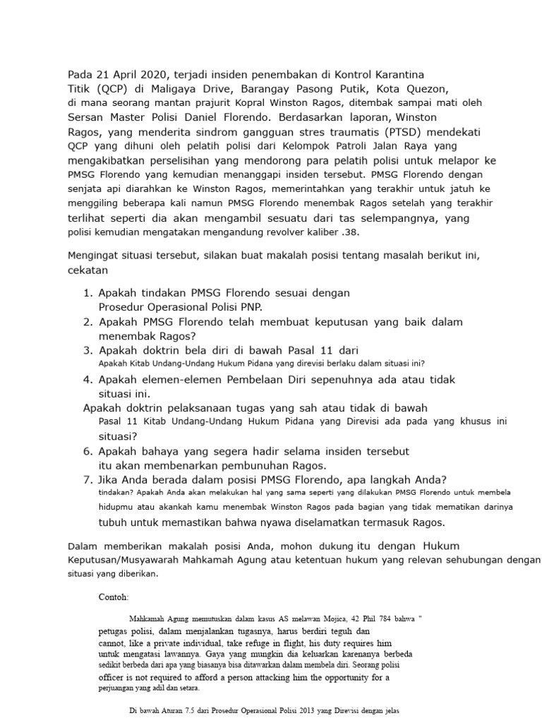 Penembakan Ragos: Analisis Hukum dan Etika | PDF