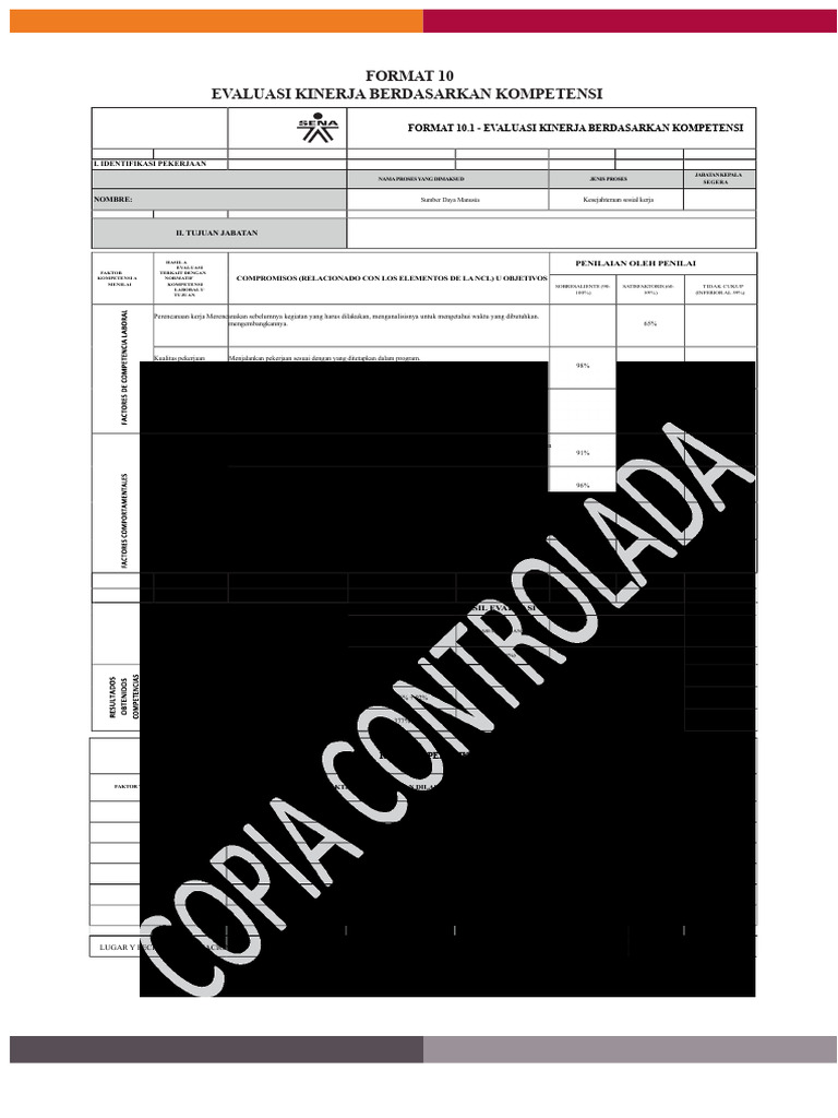 Format 10 - Penilaian Kinerja Berdasarkan Kompetensi | PDF
