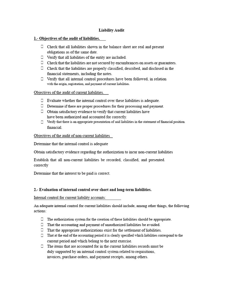 Liability Audit Objectives and Procedures | PDF | Audit | Internal Control