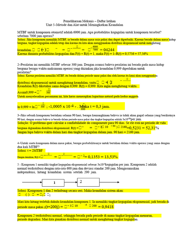 Daftar Latihan yang Diselesaikan (Pemeliharaan Mekanik) | PDF