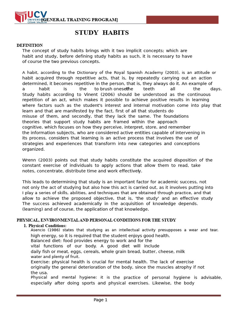 1 - Theoretical Framework of Study Habits | PDF | Concept | Motivation