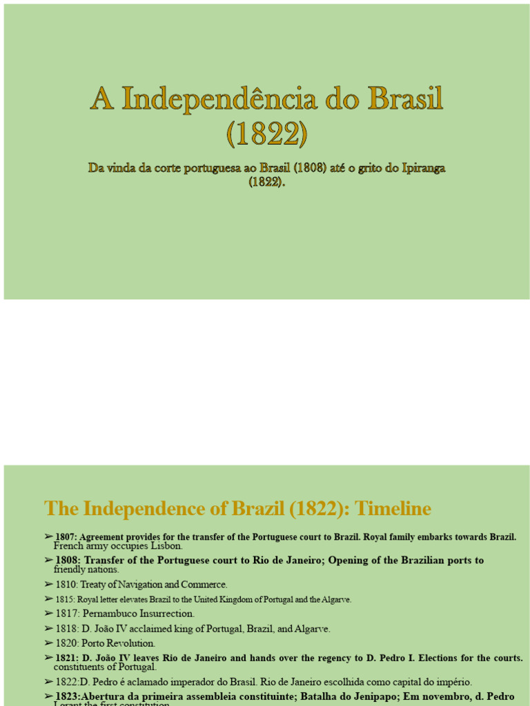 Lesson 4 - The Independence of Brazil (1822) | PDF | Brazil | Portugal